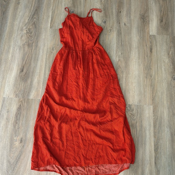 adeline | Dresses | Adeline Red Polka Dot Midi Dress | Poshmark